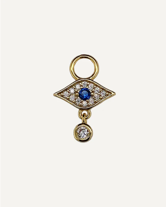 charm oro occhio pendente zirconi bianchi e blu - Pimp Your Body